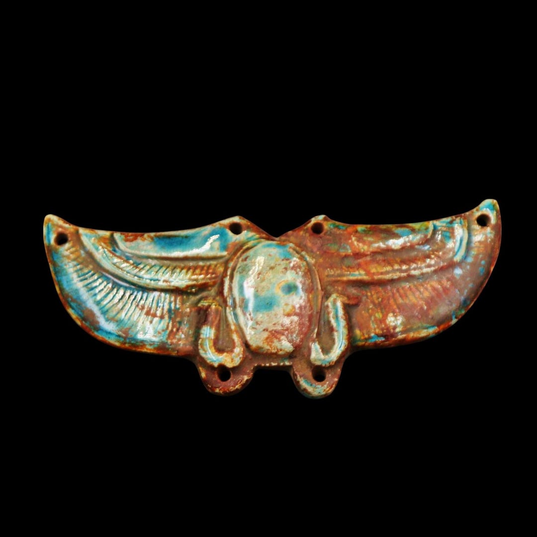 ANTIQUE Winged Faience Scarab Beetle Sculpture Ancient Egyptian (khepri ...