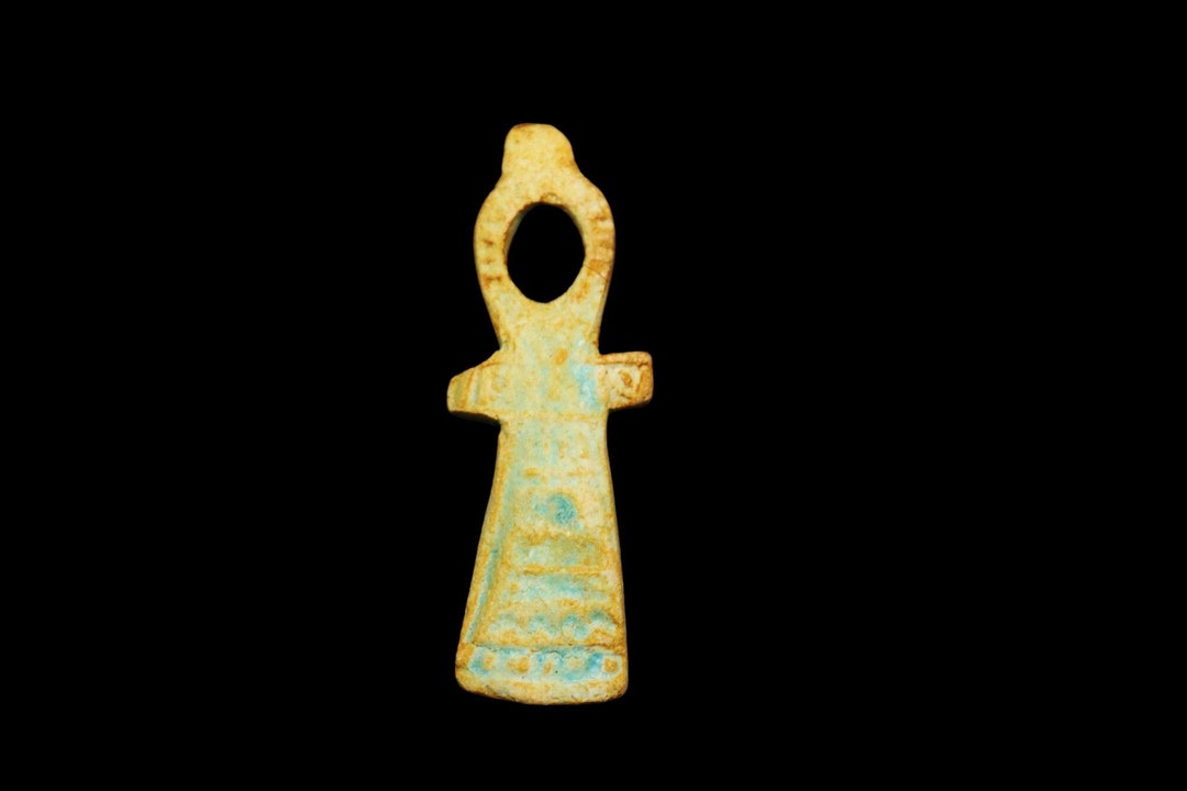 Rare Antique Faience Amulet Cross ANKH Key of Life Figurine of Ancient ...