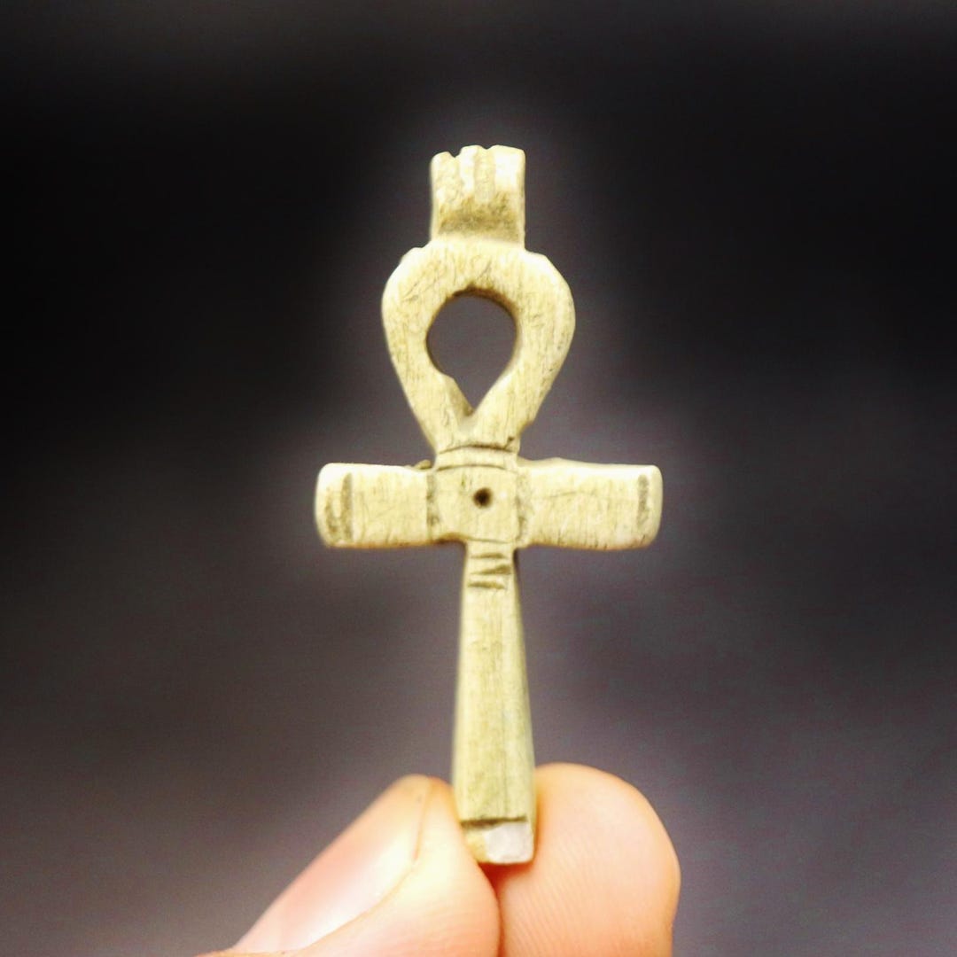 Rare Antique Stone Pendant Amulet Cross ANKH Key of Life Figurine of ...