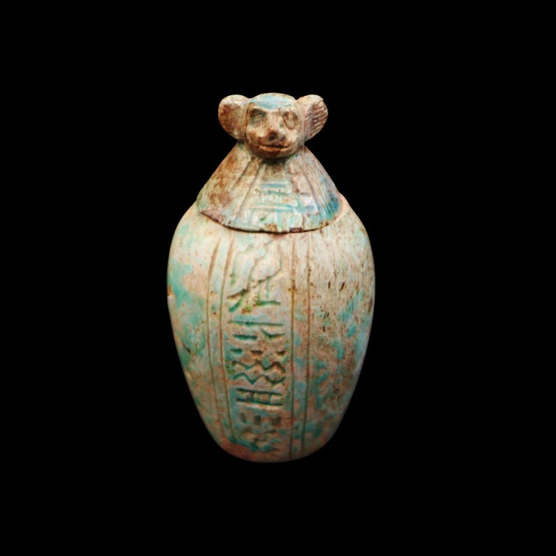 Large Antique Organs Storage Stone Canopic Jar Funerary Hapy Baboon ...
