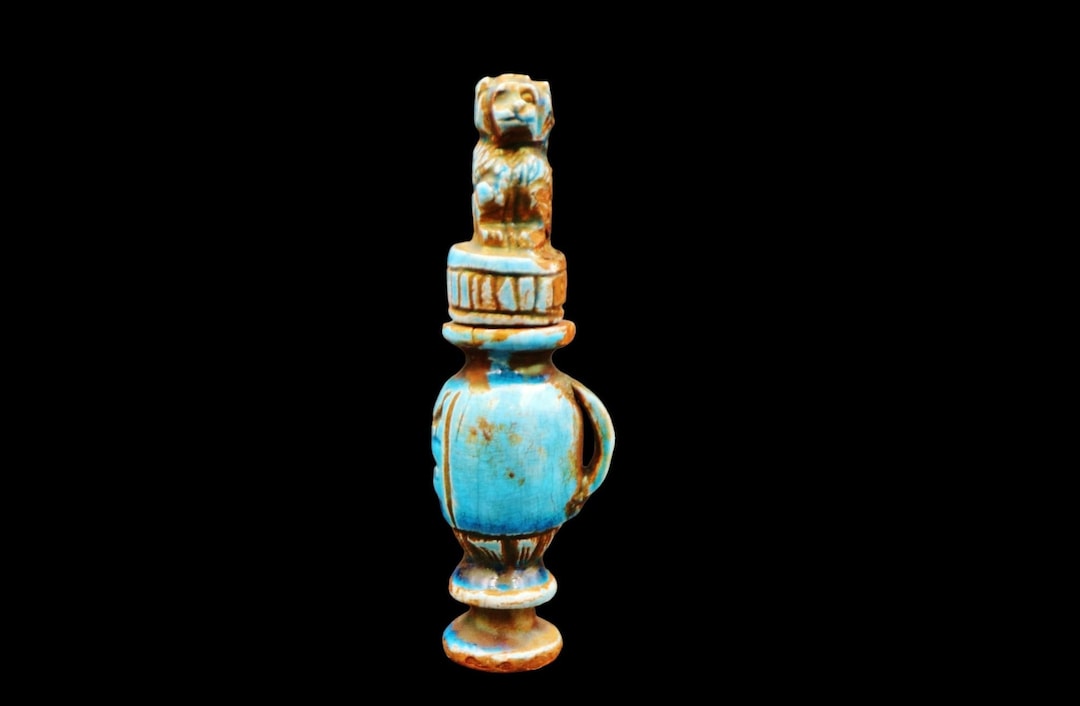 Fine Authentic Stone/faience Antique Egyptian Kohl Jar With Sacred ...