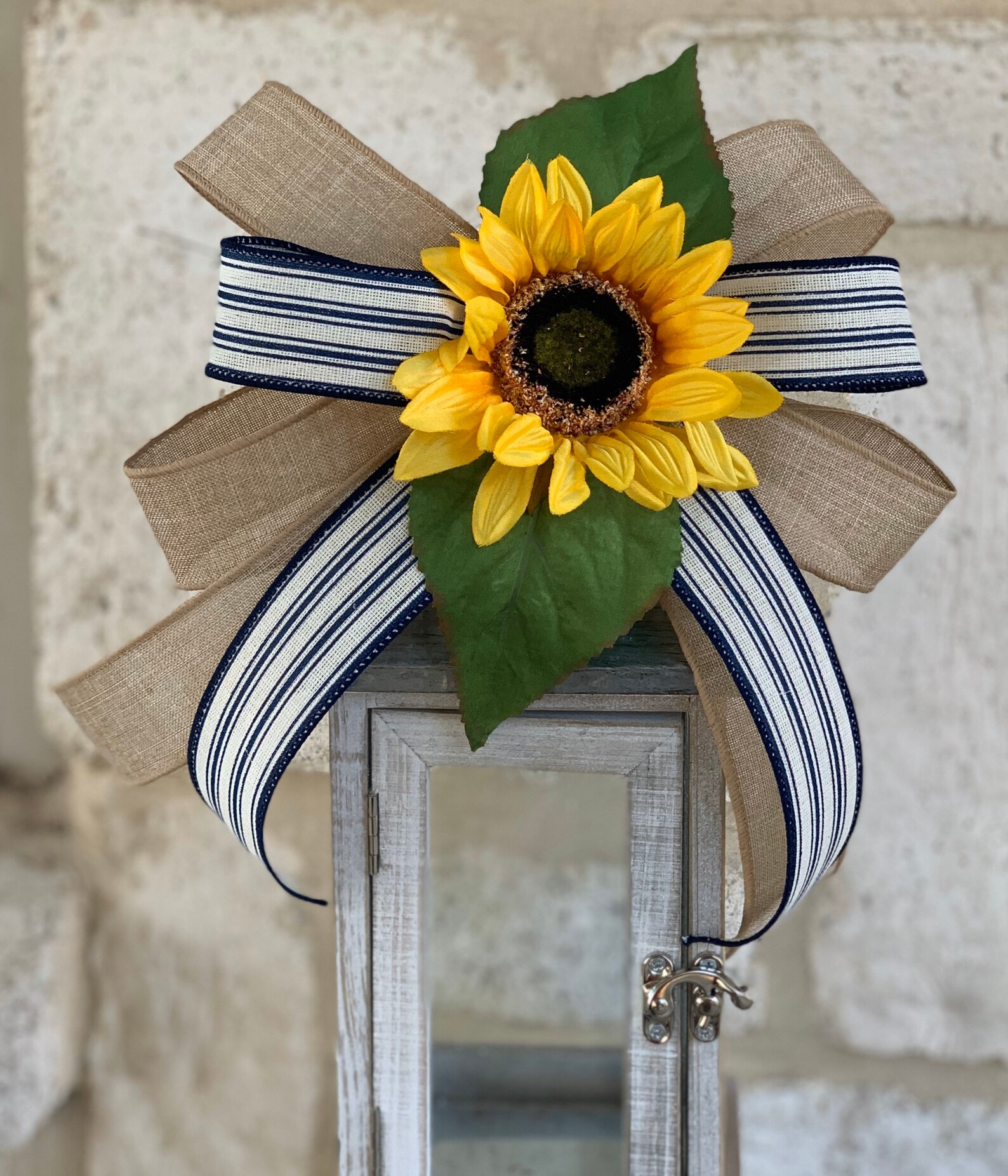 Sunflower Lantern Swag, Sunflower Lantern Bow, Farmhouse Lantern Swag ...