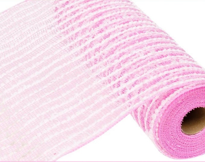 Pink White Cotton Ball Deco Mesh, Pink White Cotton Drift Mesh, 10 Deco ...