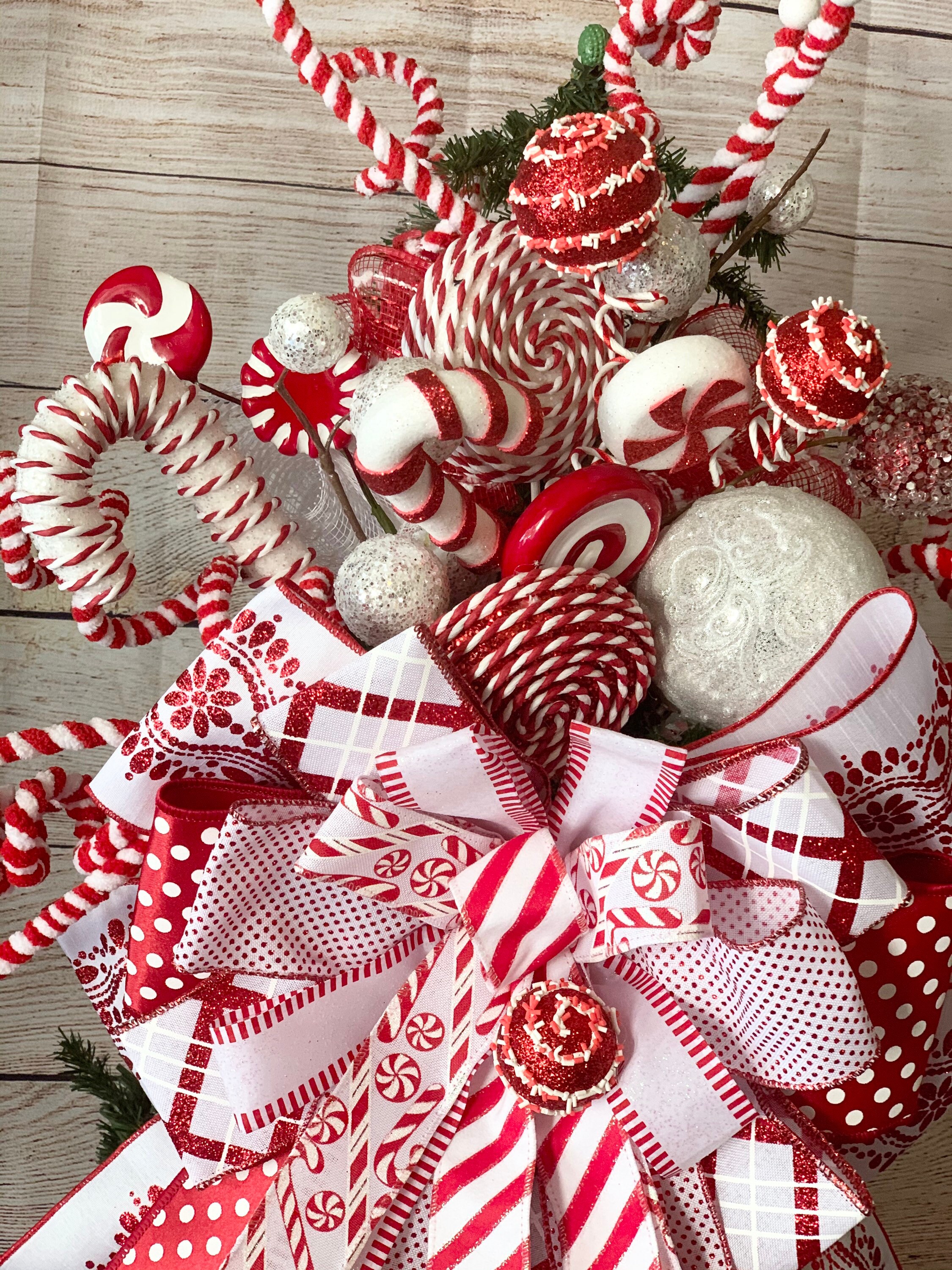 Peppermint Christmas Tree Topper candy Cane Christmas Tree Topper Peppermint Christmas Tree Topper candy Cane Christmas Tree Topper