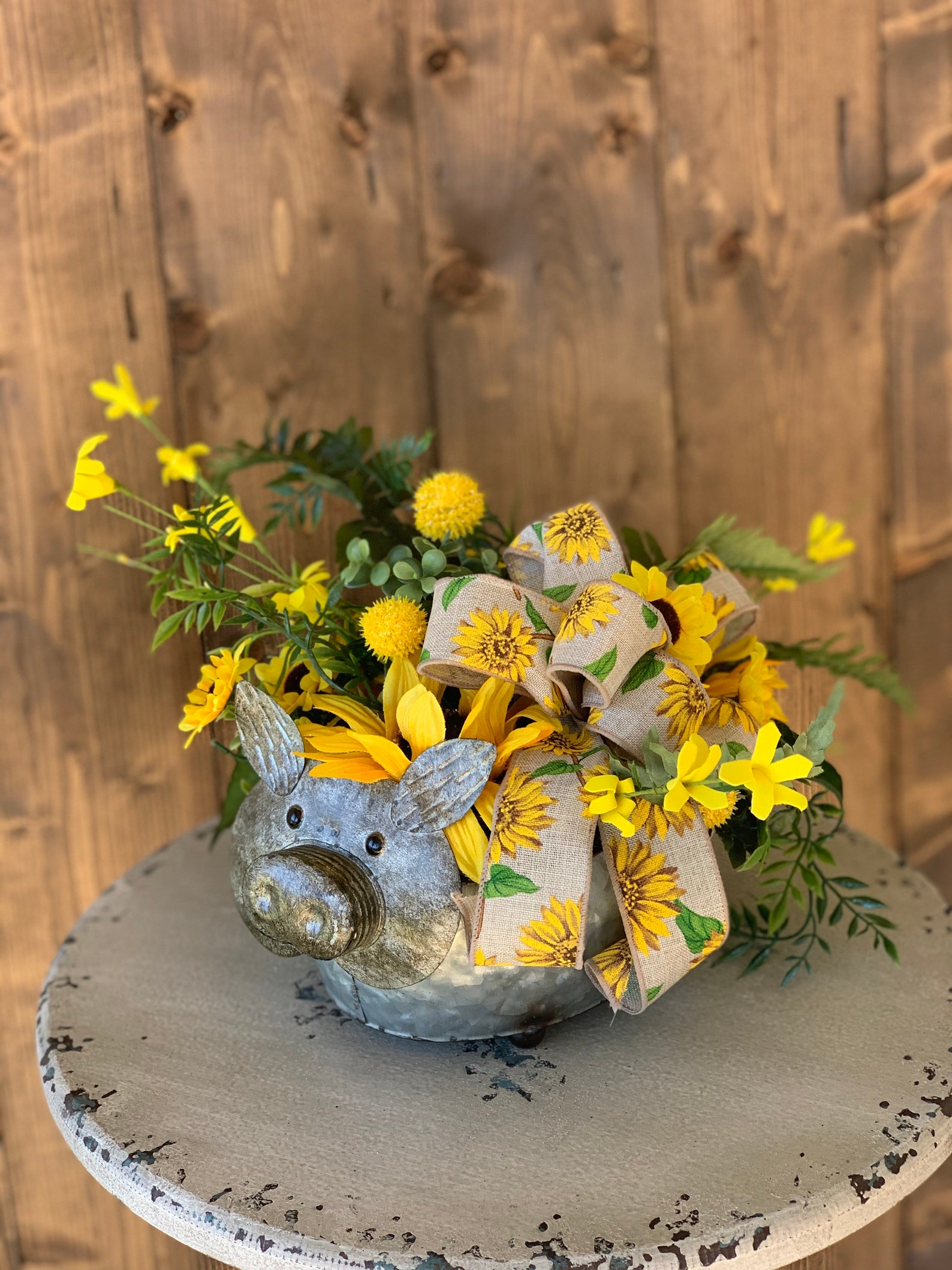 Galvanized pig centerpiece farmhouse centerpiece galvanized | Etsy