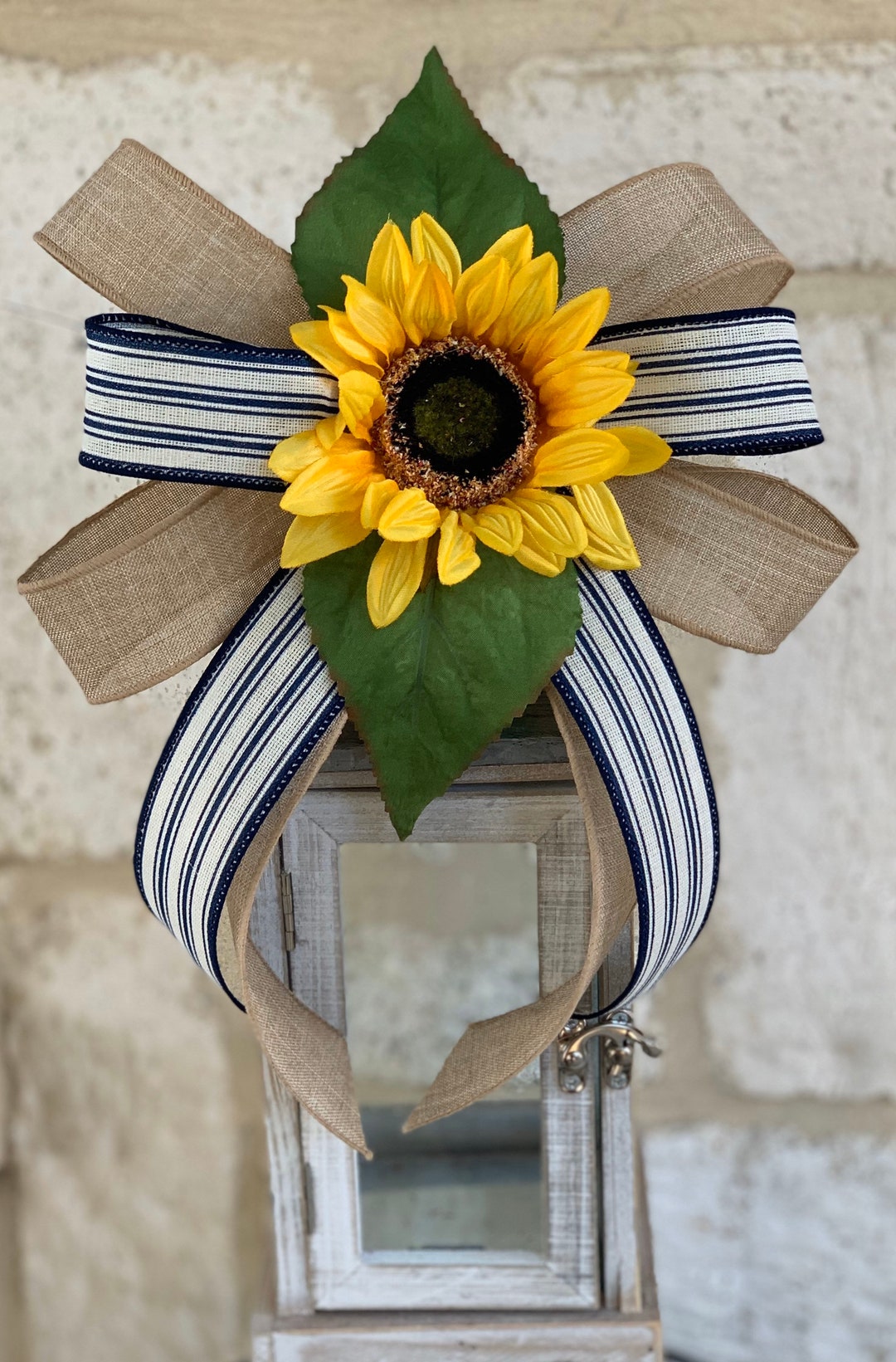Sunflower Lantern Swag, Sunflower Lantern Bow, Farmhouse Lantern Swag ...