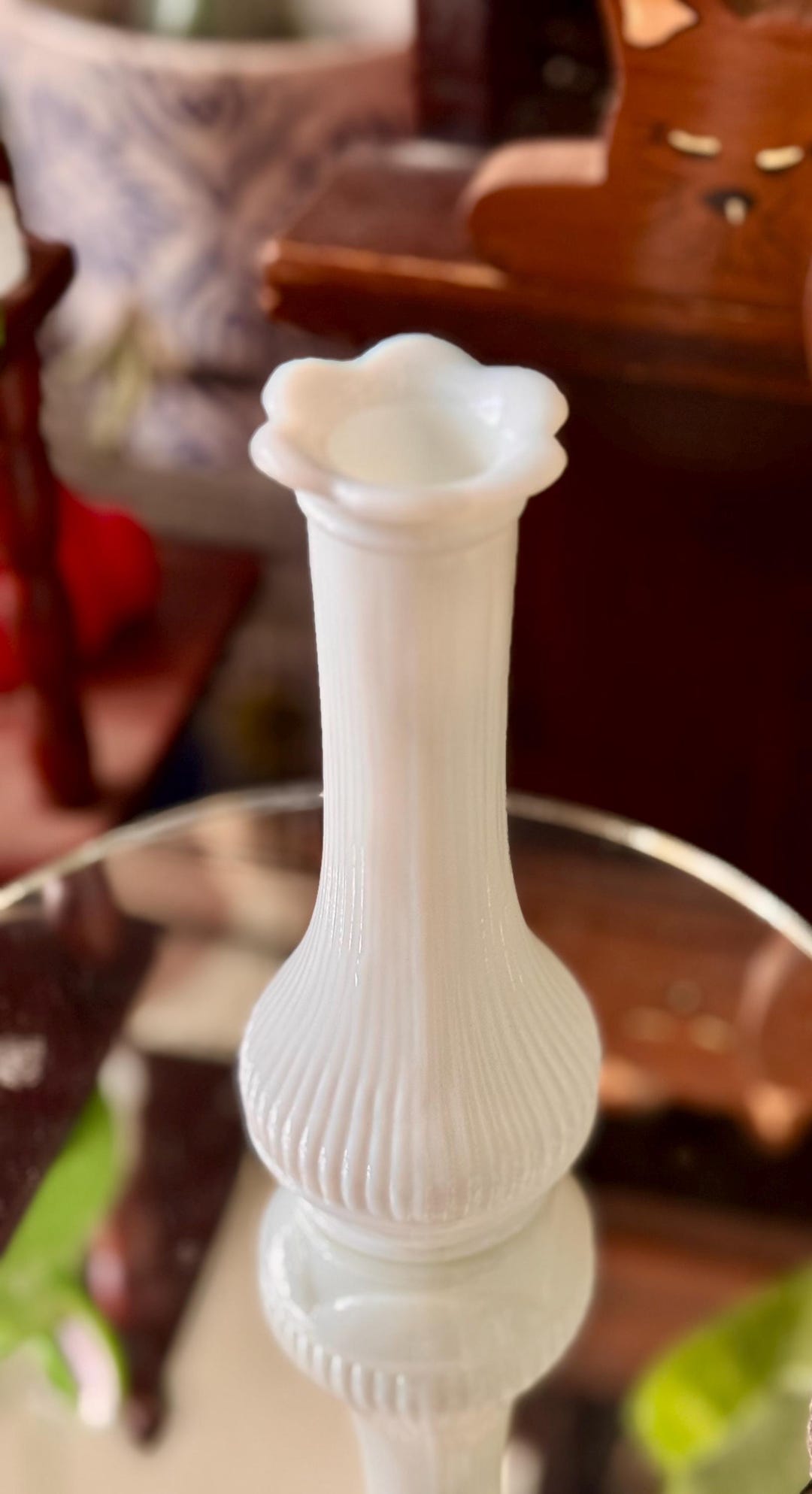 Vintage Randall Milk Glass Bud Vase - Daisy Petal Rim, With Scalloped ...