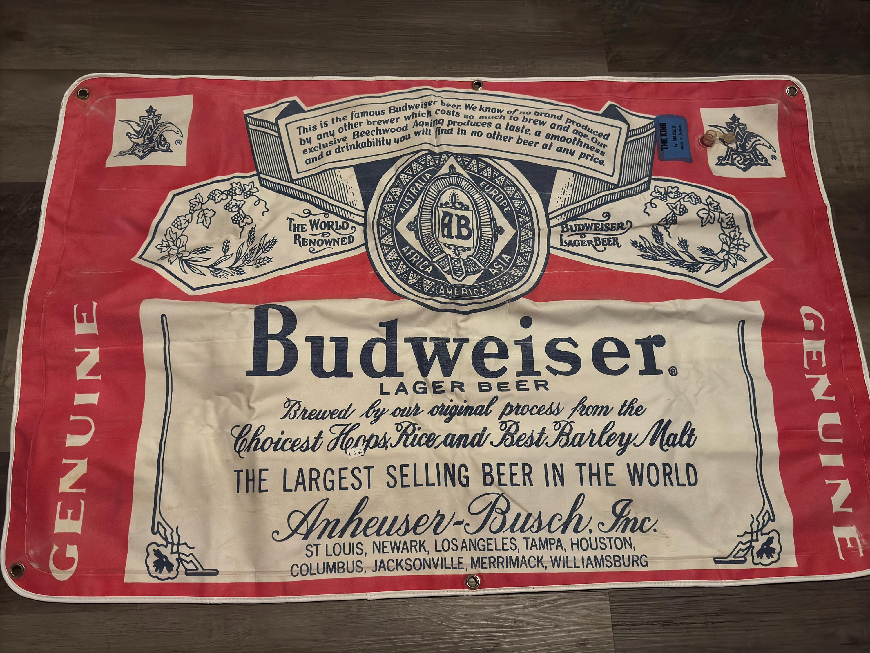 Vintage Budweiser Beer Advertising Banner & Inflatable Float Raft ...
