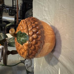 Vintage Acorn Hand-painted Ceramic Cookie Jar | Woodland Fall Decor ...