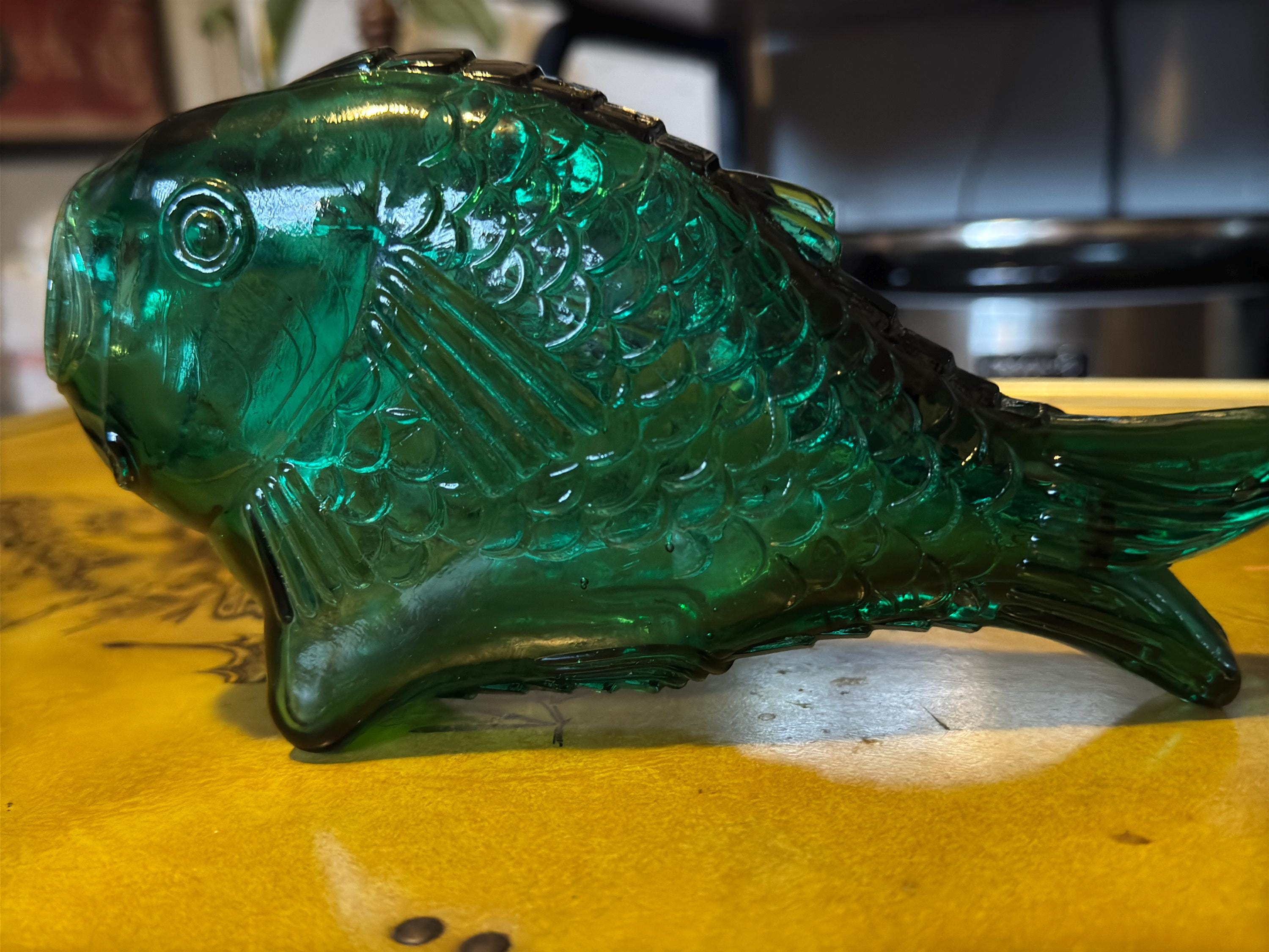 Vintage Green Glass Fish Decanter/vase – Mid-century Coastal Decor - Etsy