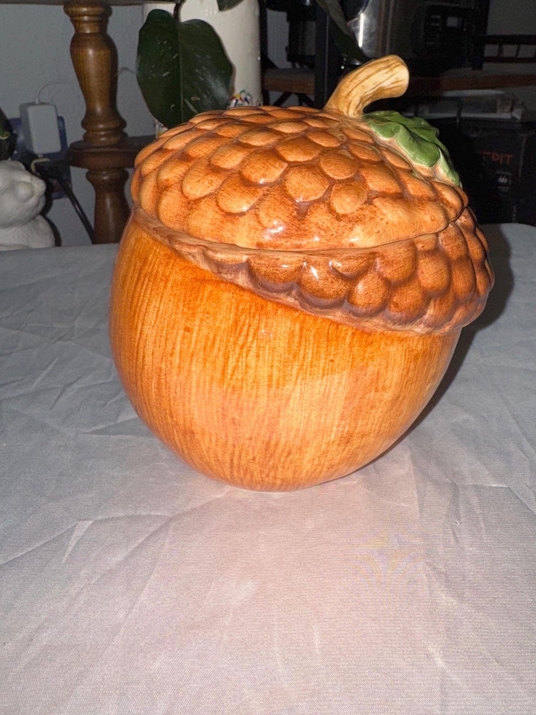 Vintage Acorn Hand-painted Ceramic Cookie Jar | Woodland Fall Decor ...