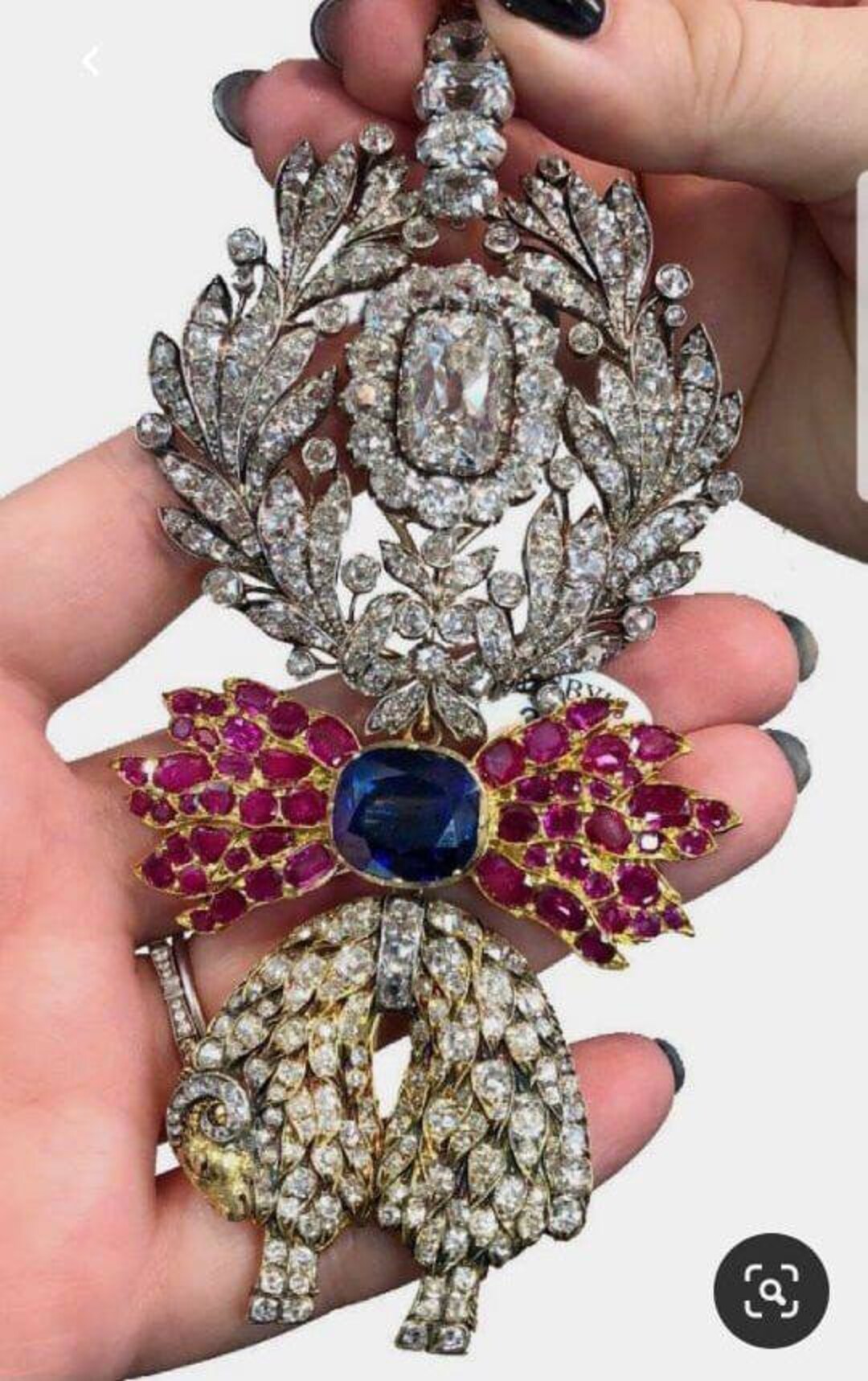 Antique Victorian American Diamond and Royal Ruby Silver Brooch ...