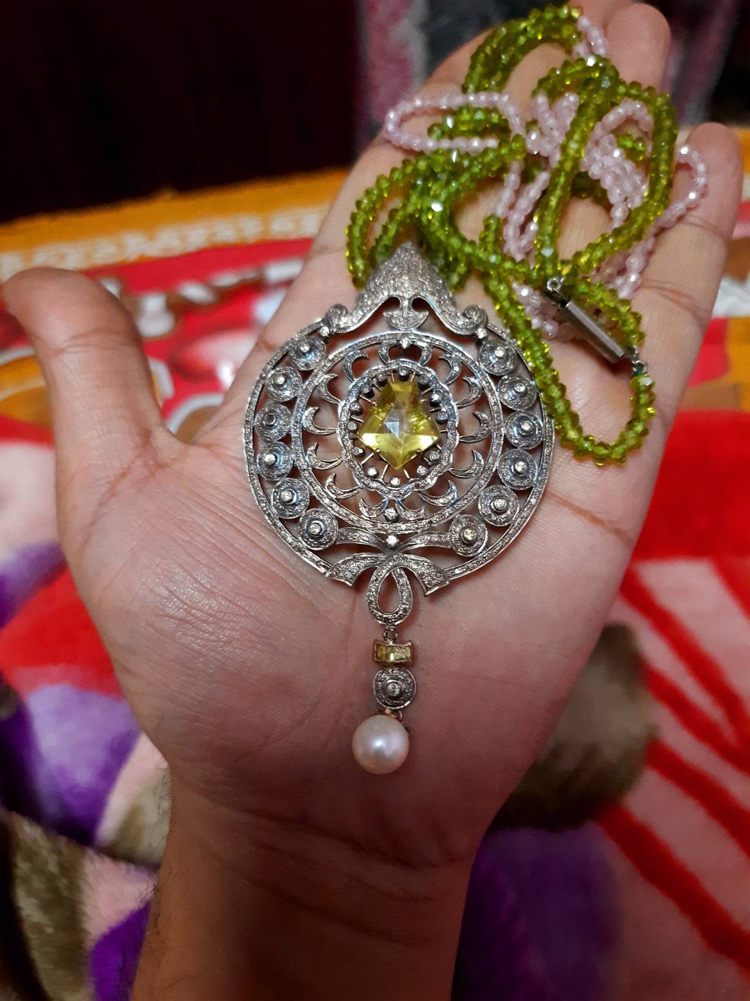 Antique Diamond Pandent Silver Purity 92.5 ,handmade Item - Etsy