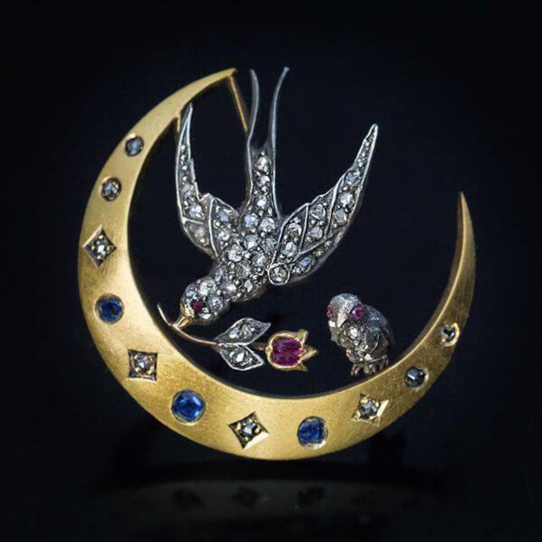 925 Sterling Silver Moon Brooch Handmade Item. - Etsy