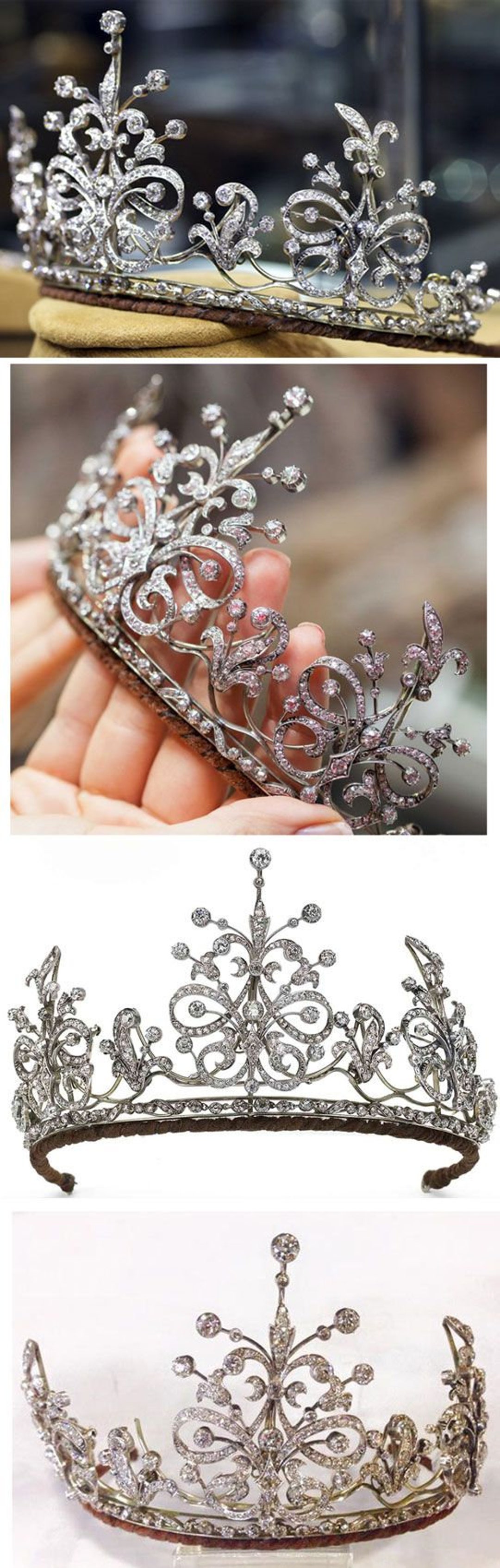 Antique Victorian Royal Tiaras and Crown Rose Cut Diamond 925 Sterling ...