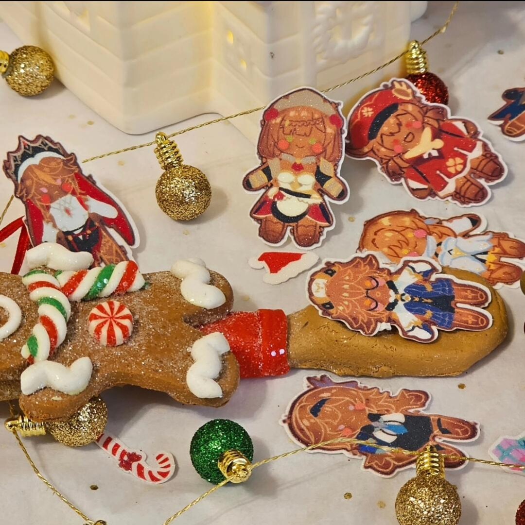 Genshin Impact Mini Gingerbread Glitter Texture Sticker Pack - Etsy