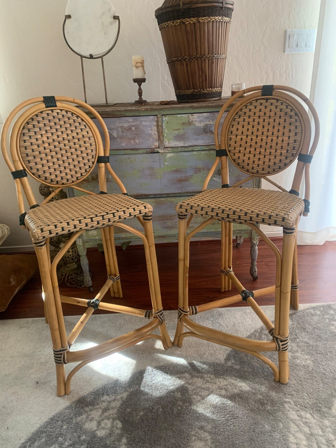 Set of 2 Vintage 1970s Palecek Bistro Counter Stools - Etsy