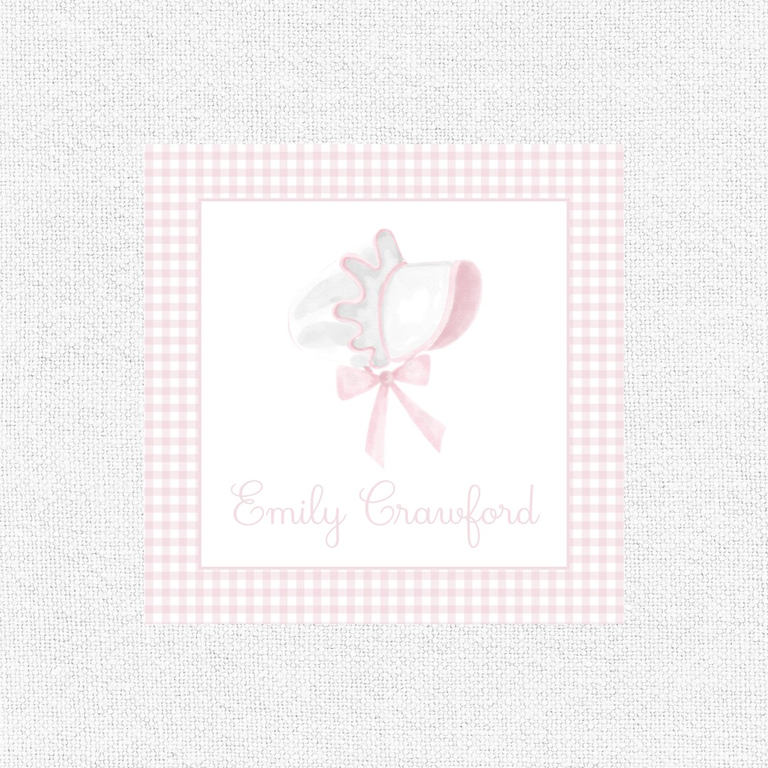 Girls Baby Bonnet Enclosure Cards or Stickers for Gift-giving - Etsy