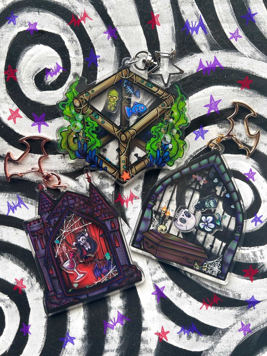 Classic Monster Shaker Charms / Keychains. - Etsy