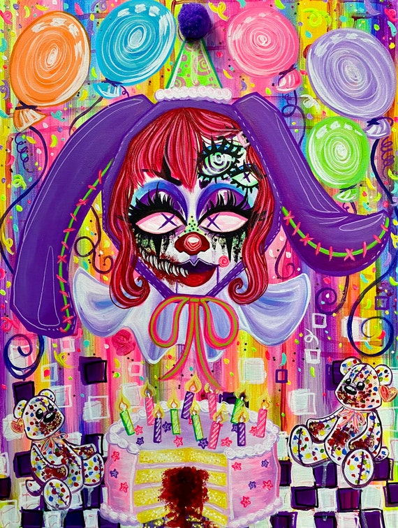 Birthday Clown Print. - Etsy