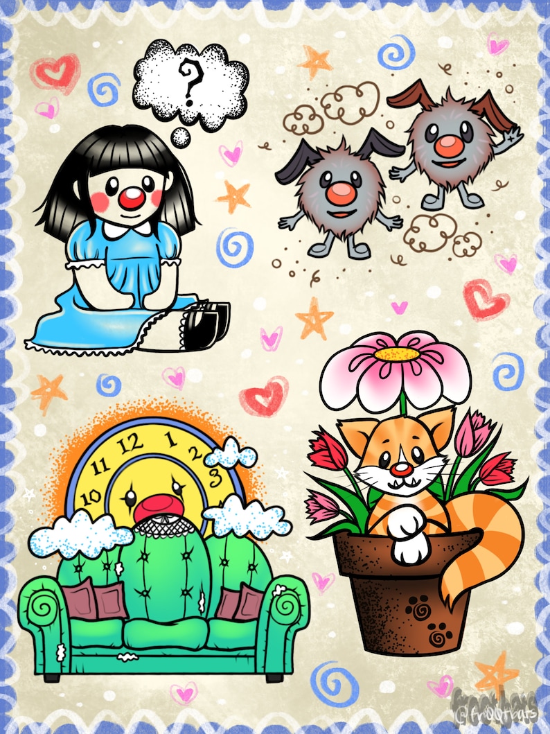 Big Comfy Couch Tattoo Flash Style Print. - Etsy