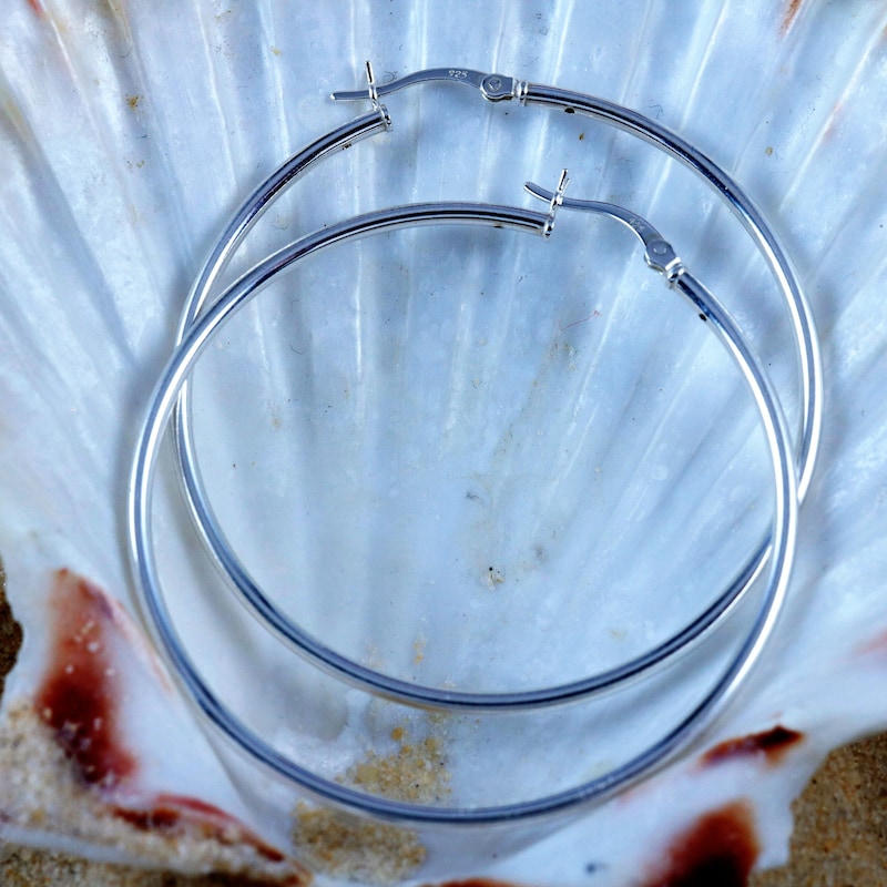 Silver Wide 925 Hoops - Etsy