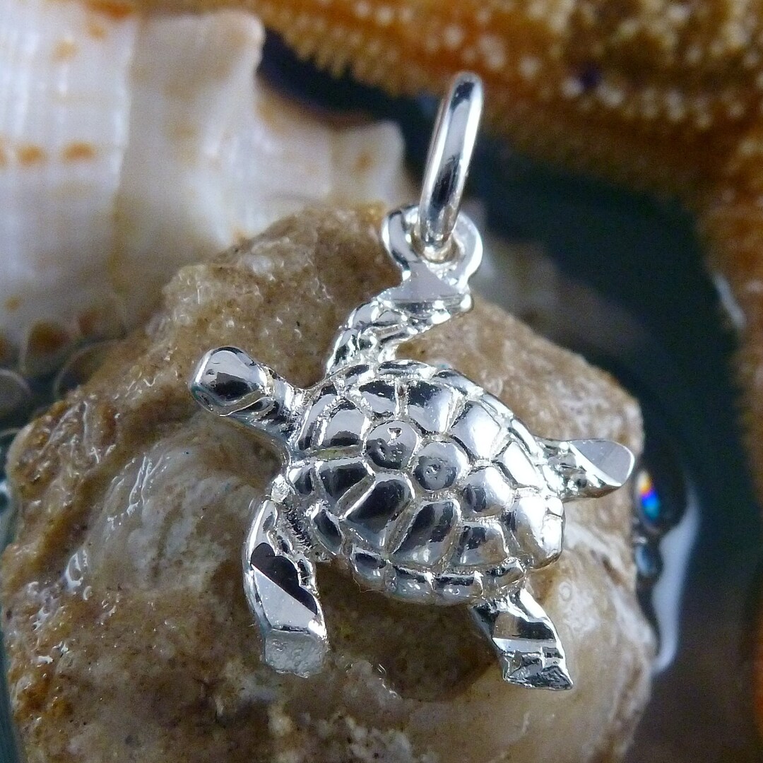 Silver Sea Turtle Pendant 3/4 Long With Bail .925 - Etsy