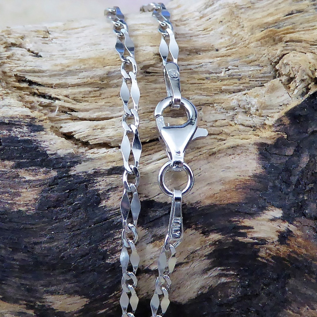 Sterling Diamond Shape Link Chain. 2 Mm Wide 16 18 20,made in Italy ...