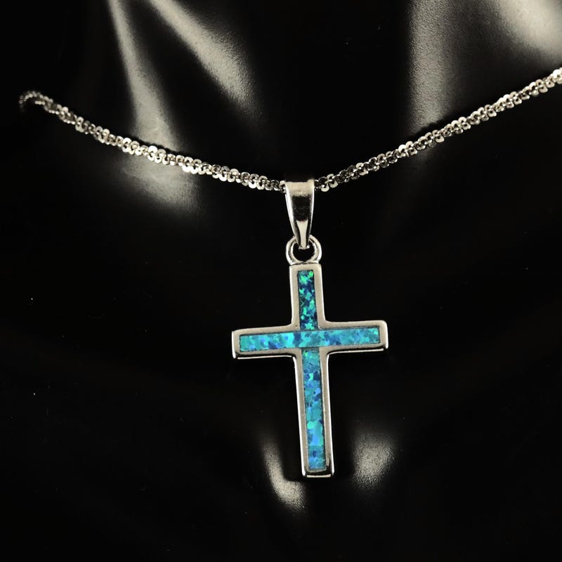 Cross Charm Blue Stone - Etsy