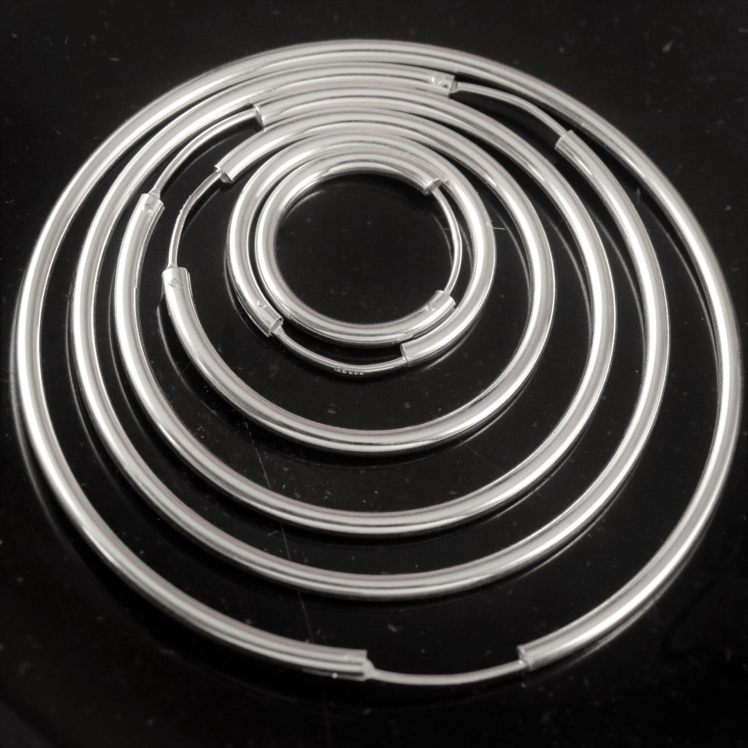 2.25 Mm Silver Endless Hoops .925 Sterling Lightweight Continuous ...