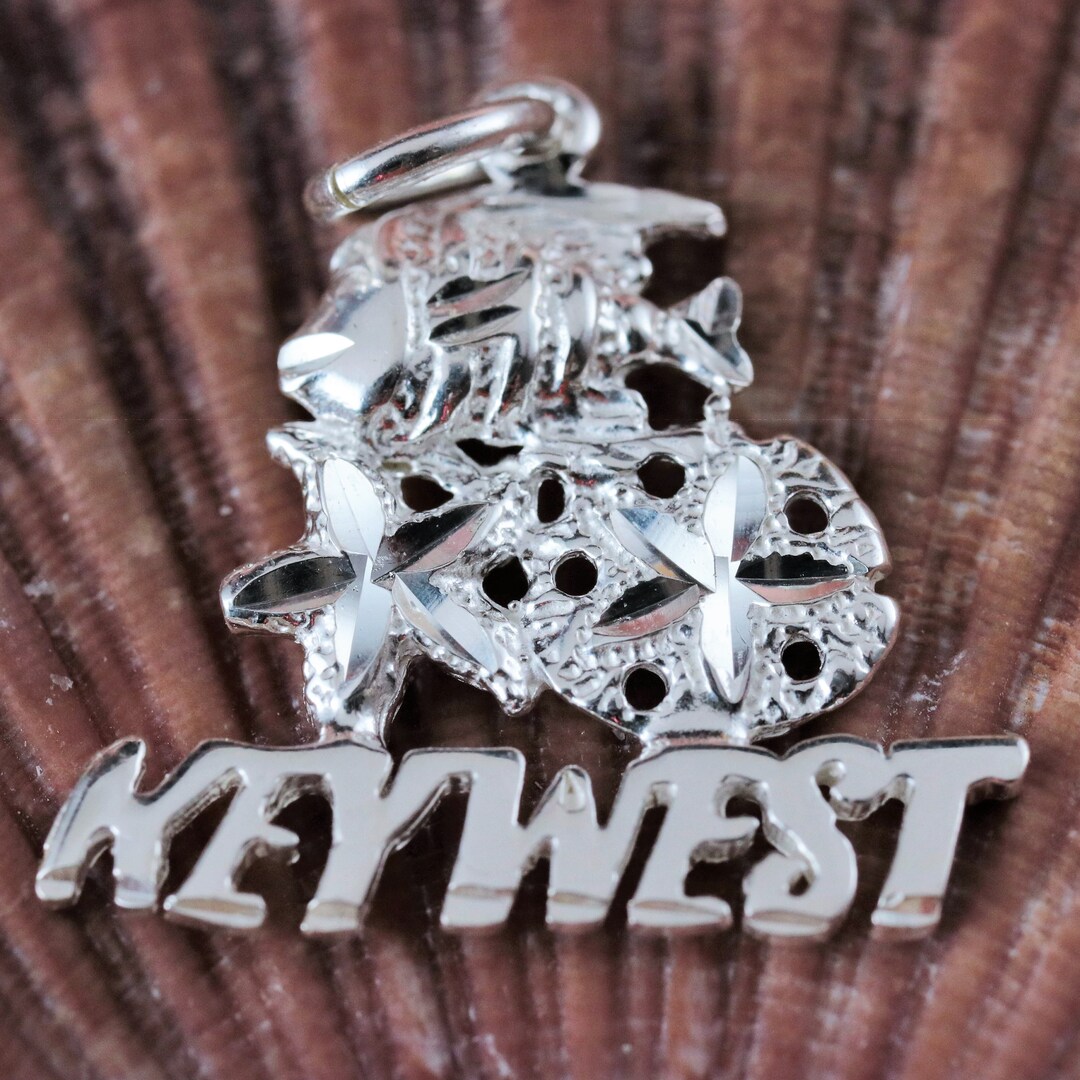 Sterling Key West Sea Life Charm. 3/4" + 1/4" Bail .925 Diamond Cut ...
