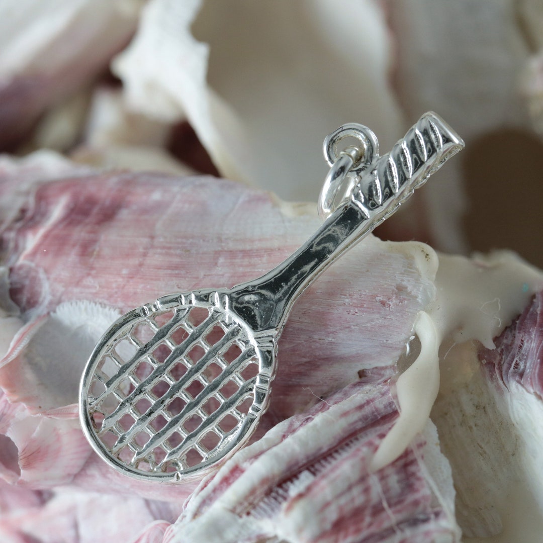 Silver Tennis Racket Charm, 1 1/4" Long W/bail High Polished .925 ...