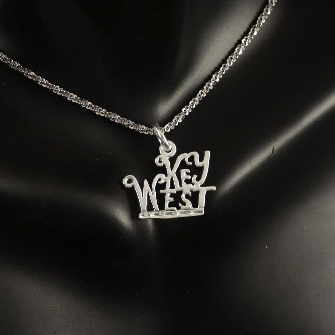 Silver Key West Charm, 5/8" + 1/4" Bai Long .925 Sterling Diamond Cut ...