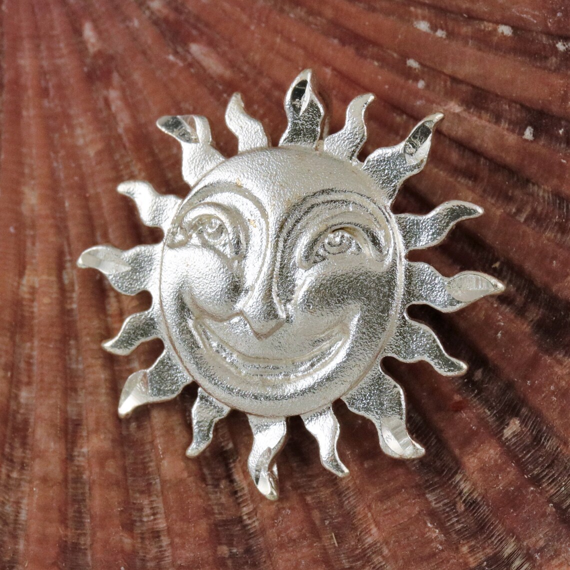 Sterling Silver Diamond Cut Smiling Sun Slide Pendant. - Etsy