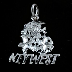 Sterling Key West Sea Life Charm. 3/4" + 1/4" Bail .925 Diamond Cut ...