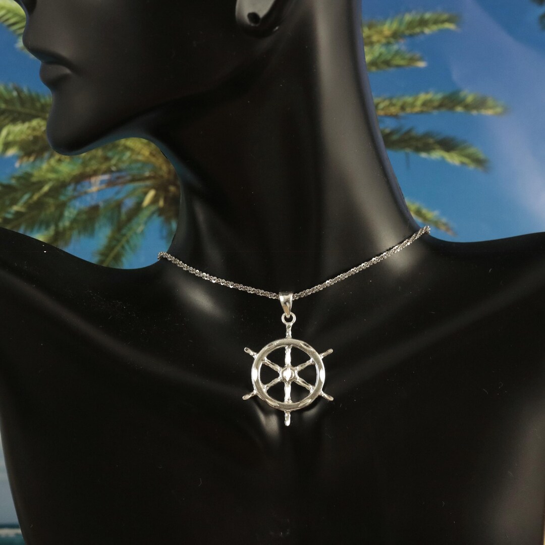Sterling Silver Ship Wheel Pendant: 1" + 1/4" Bail, Diamond Cut. - Etsy