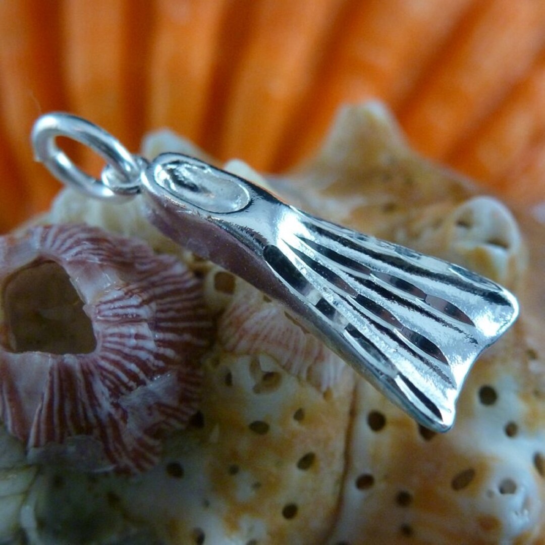 Diamond Cut Sterling Silver Diver Fin Charm: Scuba Jewelry - Etsy