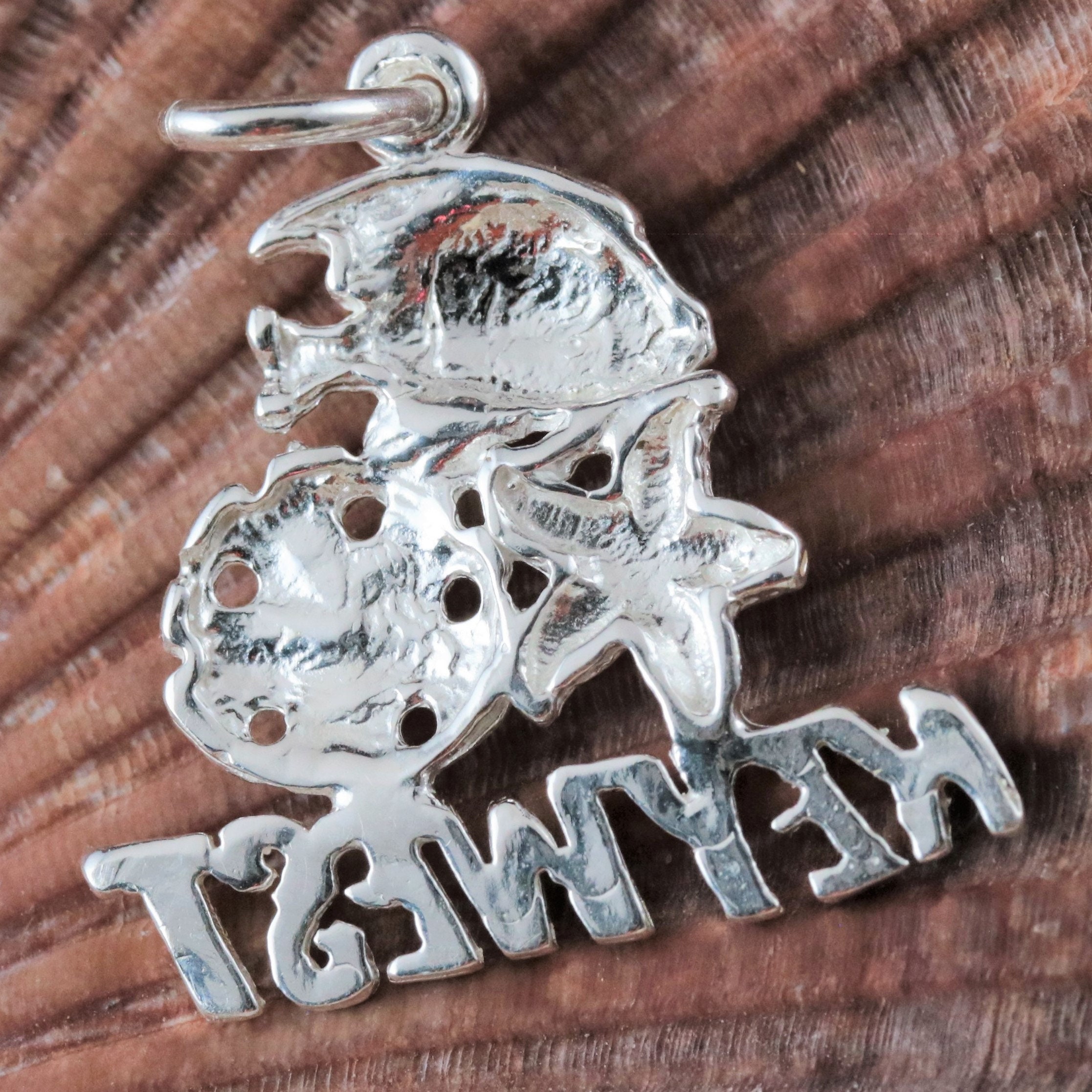 Sterling Key West Sea Life Charm. 3/4" + 1/4" Bail .925 Diamond Cut ...