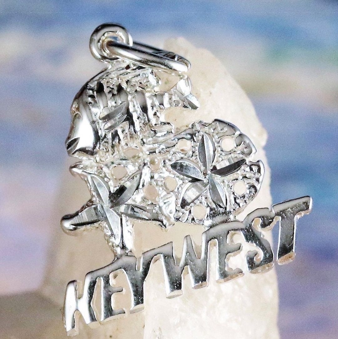 Key West Sea Life Charm. 1 Tall W/bail .925 Sterling Diamond Cut Sea ...