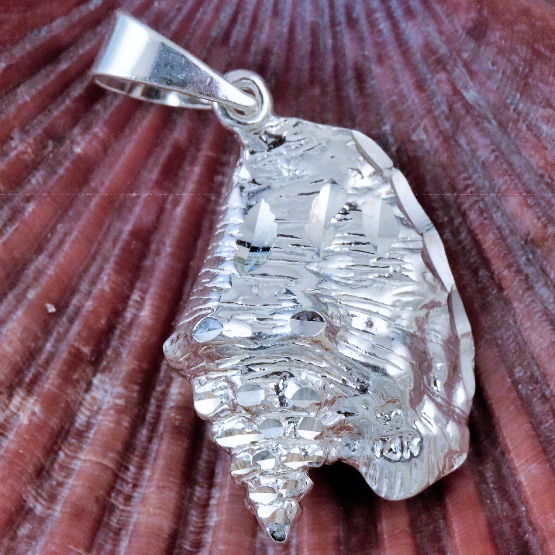 Silver Conch Shell Pendant 1 1/4 Tall 925 Sterling - Etsy