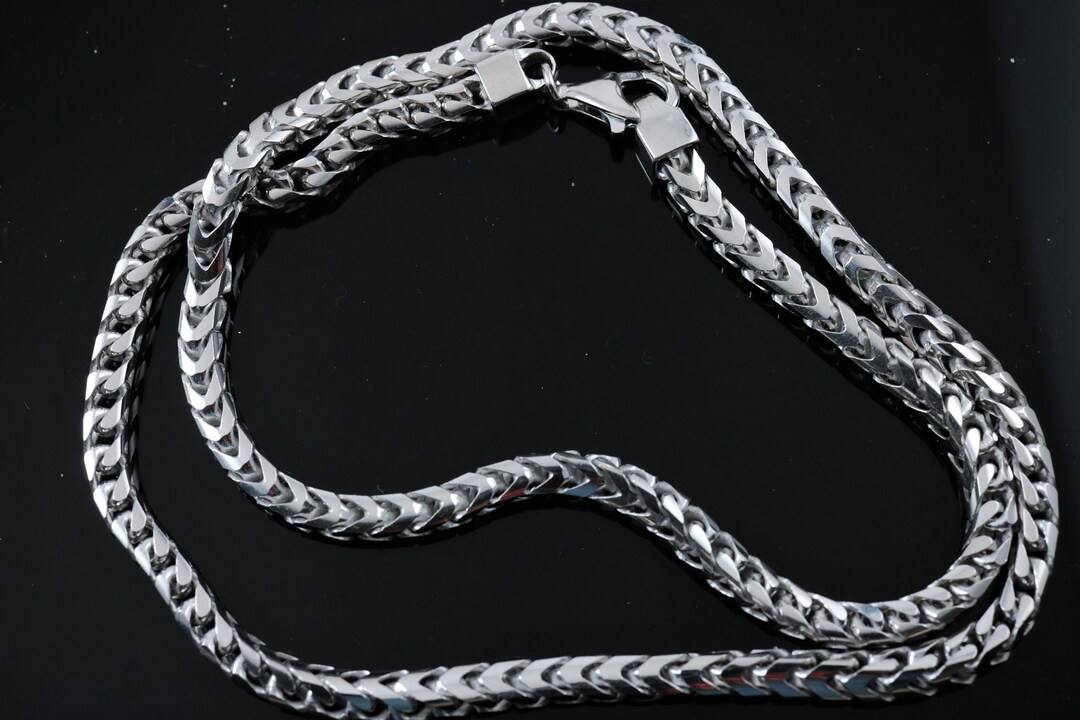 Sterling 5mm Franco Chain, Made in Italy Rhodium Plated .925 Silver ...