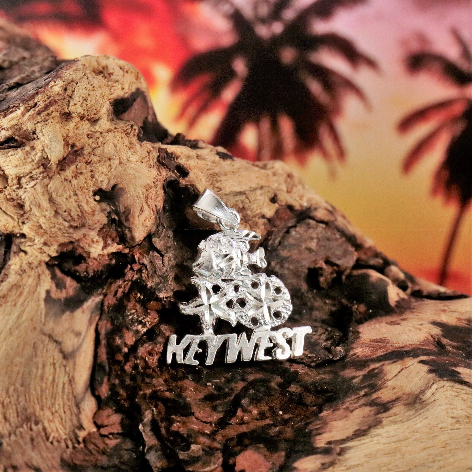 Sterling Key West Sea Life Charm. 3/4" + 1/4" Bail .925 Diamond Cut ...