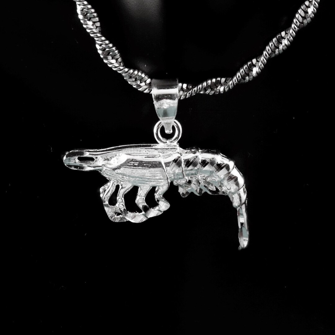 Silver Shrimp Charm. 1 Long Diamond Cut .925 Sterling - Etsy