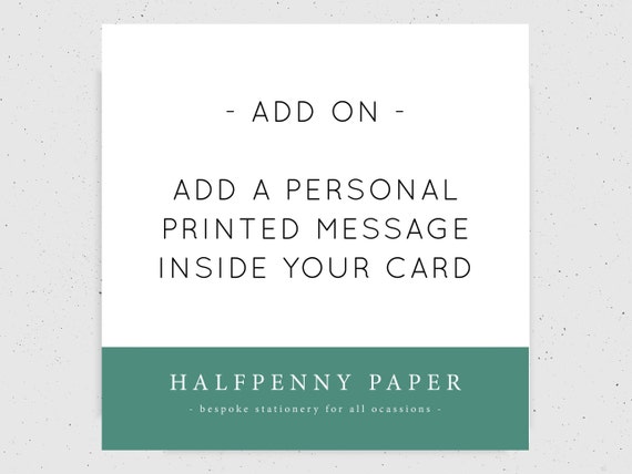 Add personalised printed message inside your card | Etsy