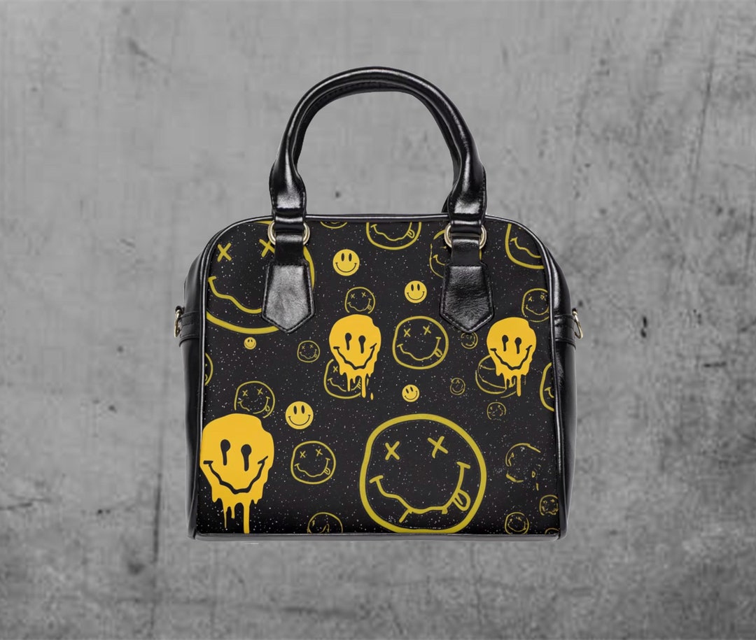 Melty Smiley Face Shoulder Bag, Grunge Happy Face Purse, Goth Smiley ...