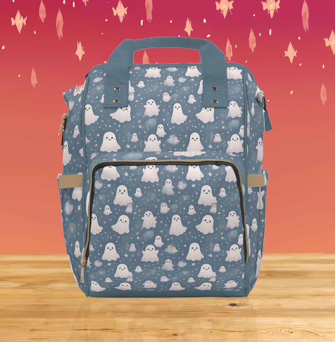 Ghostly Blue Diaper Backpack, Spooky Baby Bag, Haunted Diaper Tote ...