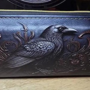 Gothic Crow Clutch Wallet: PU Leather Raven Wristlet - Etsy
