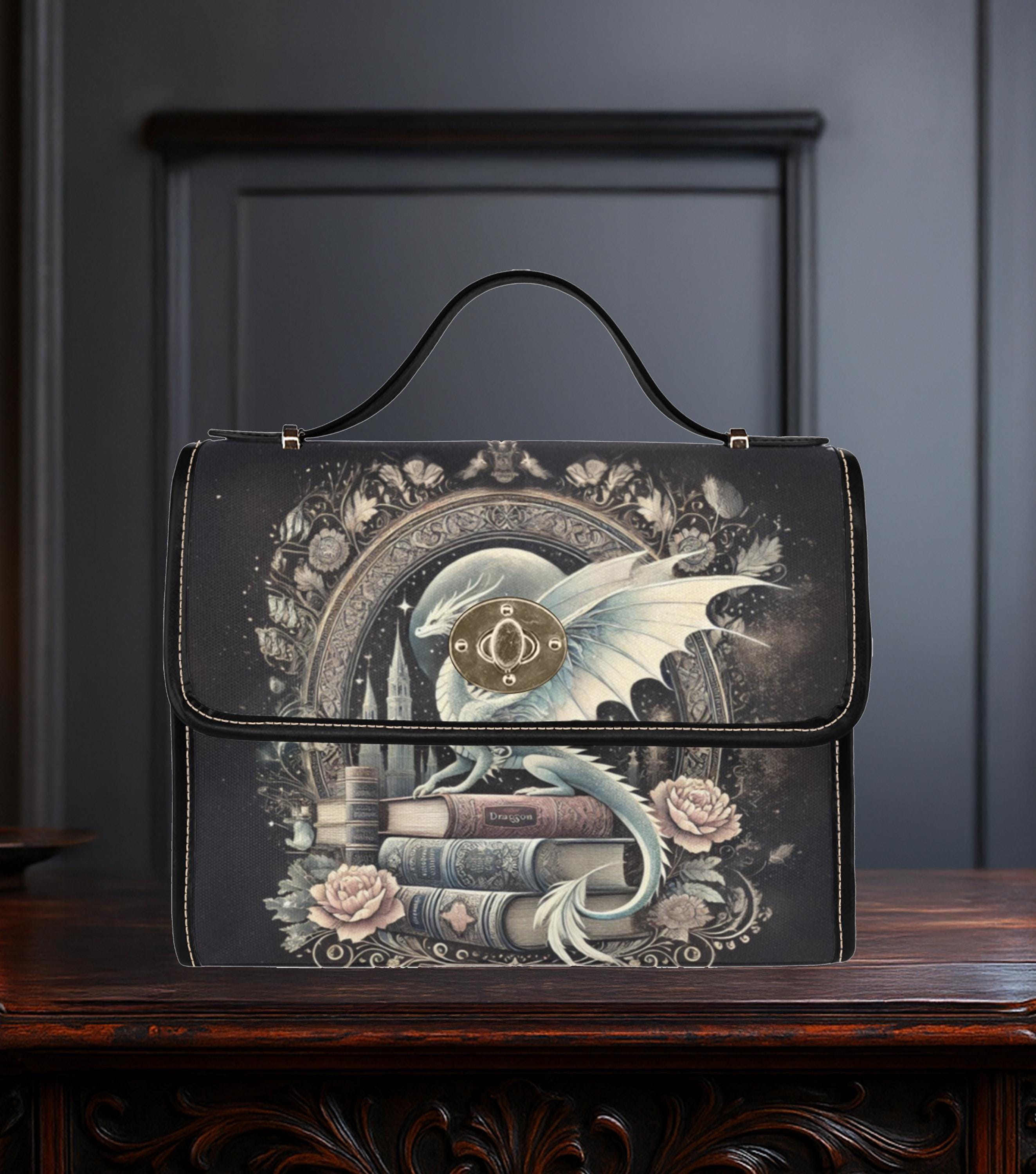 Dragon Satchel Purse – Gothic Fantasy Handbag With Books & Roses ...