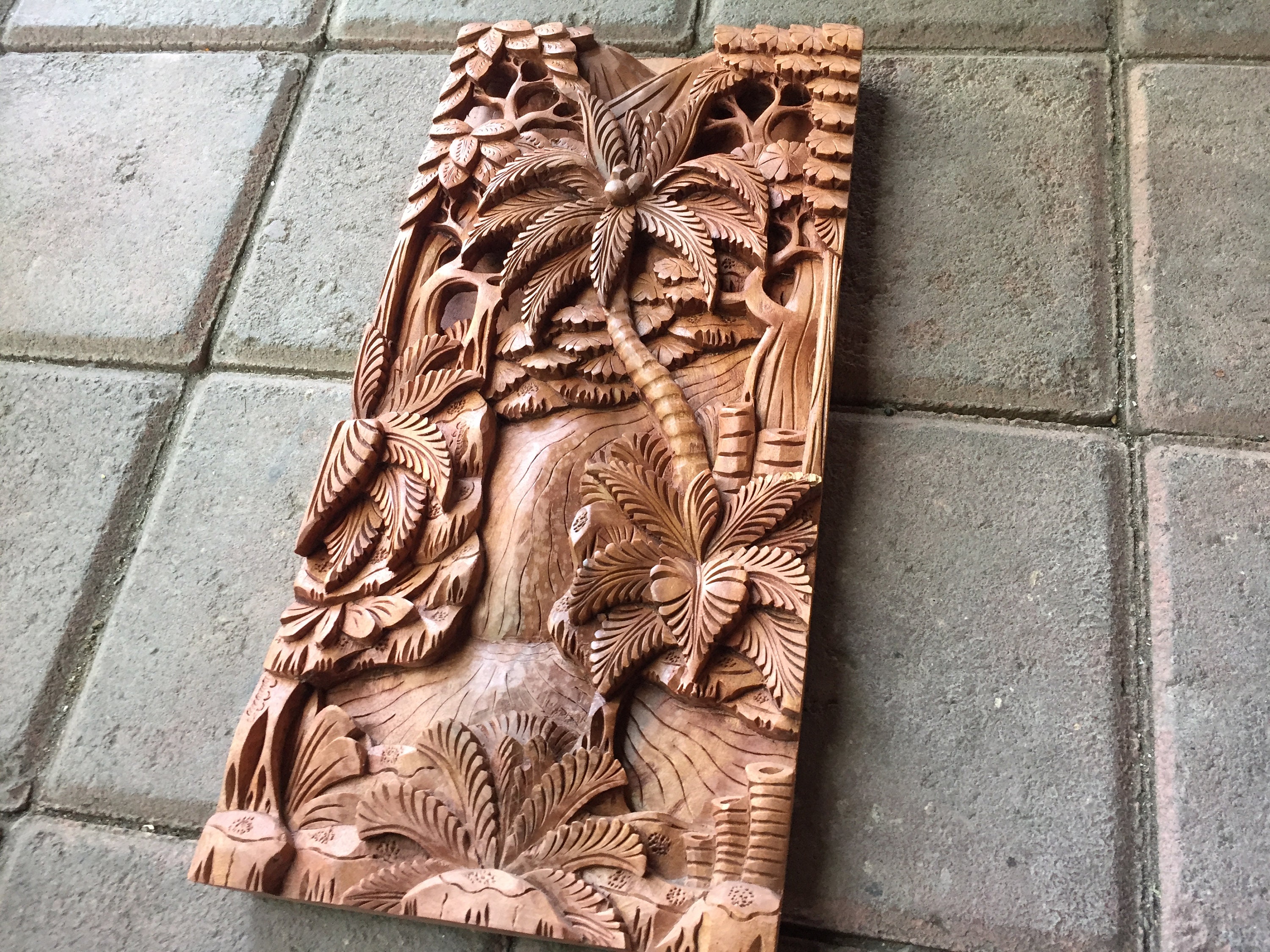 A6 Nature Coconut Tree Wooden Wall Hanging Resort Wall Art | Etsy