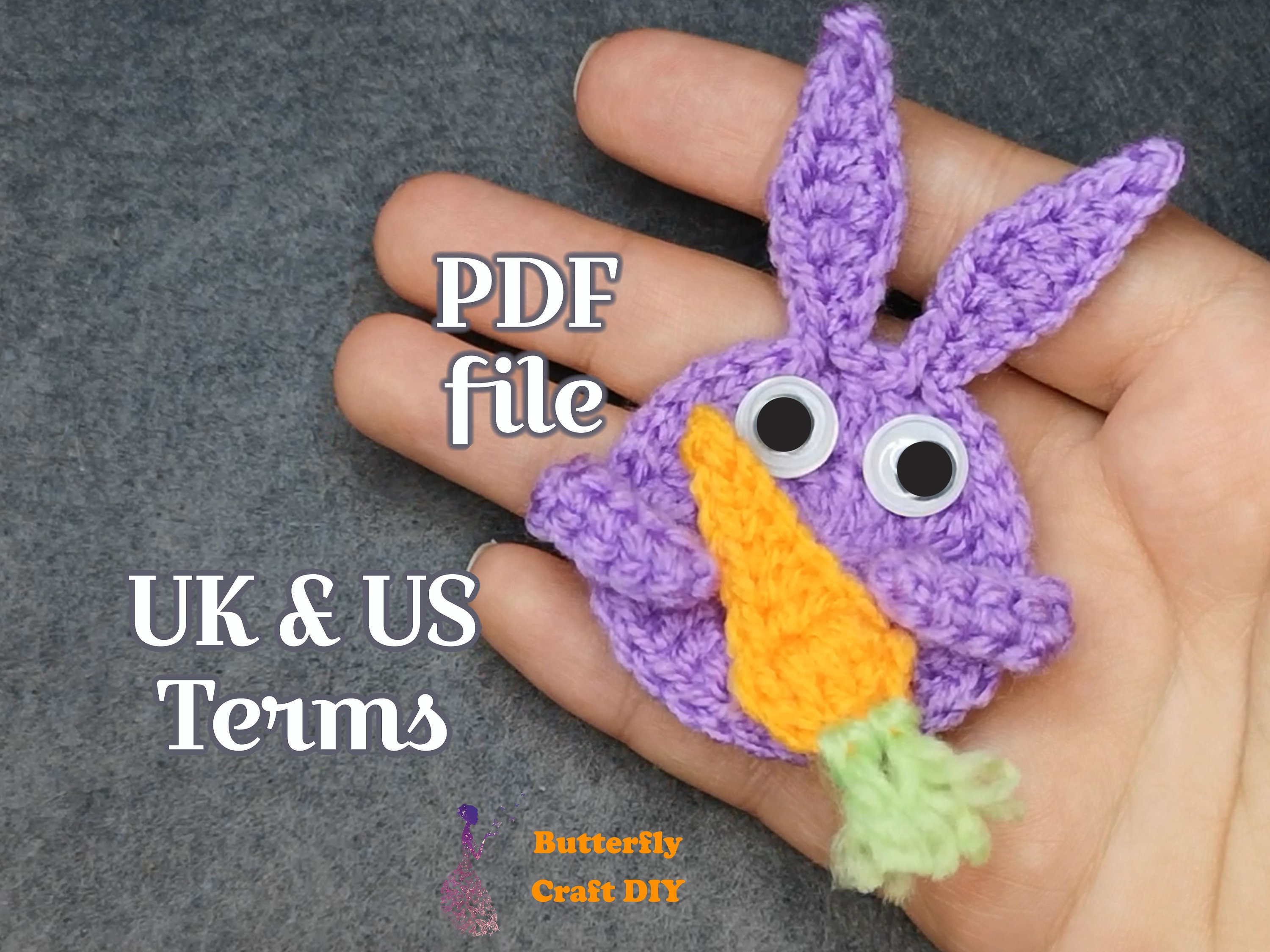 PDF Pattern Crochet Bunny Applique With Carrot / Easter Crochet Bunny ...